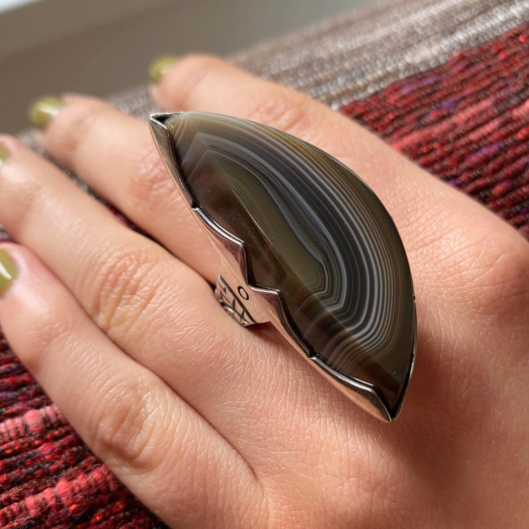 Jared Chavez Carved Agate and Sterling Silver Ring 2015 at 1stDibs ...