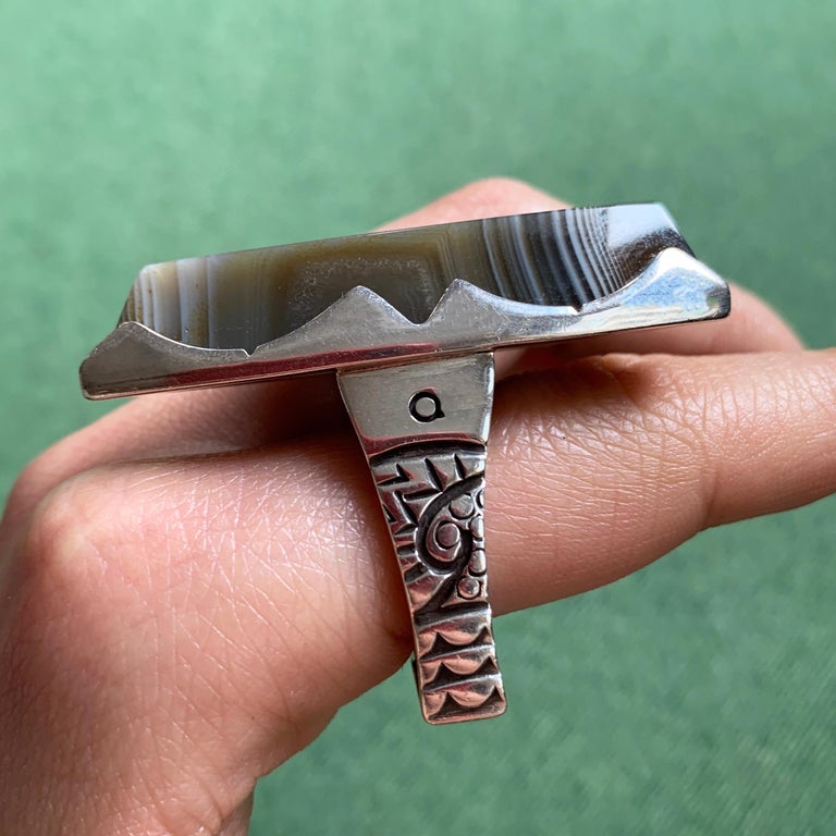 Jared Chavez Carved Agate and Sterling Silver Ring 2015 at 1stDibs ...