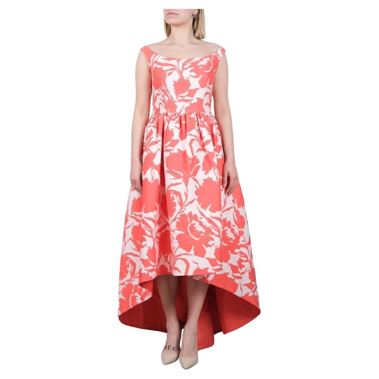 2015 Oscar De La Renta Floral Print Evening Dress with Asymmetric hem ...