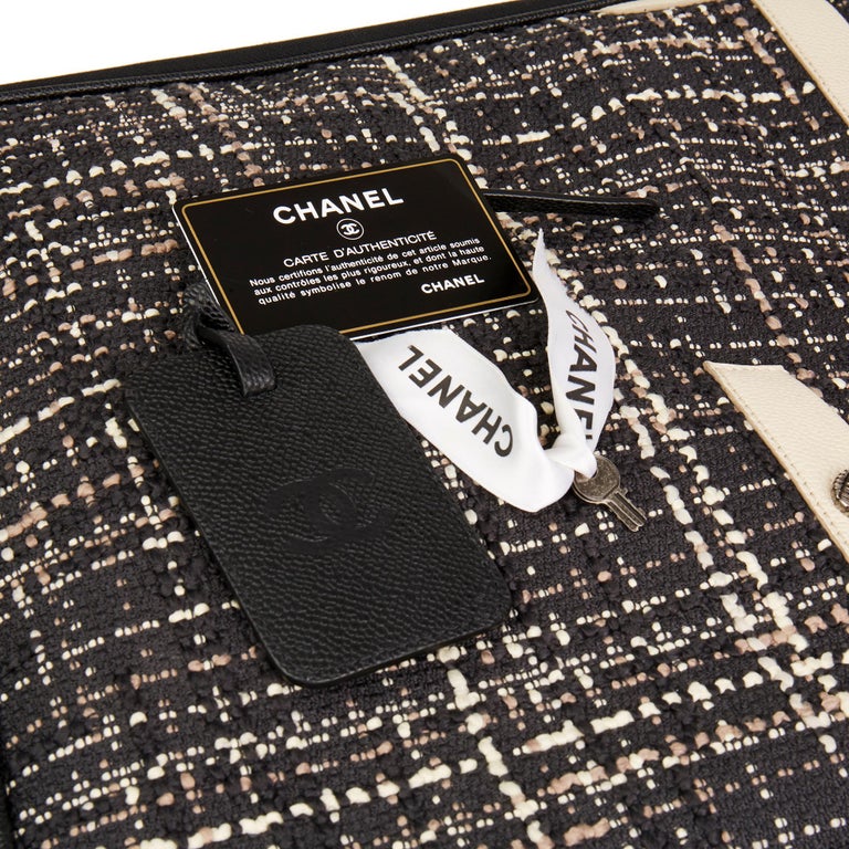 2016 Chanel Black Tweed and Caviar Leather Jacket Trolley Rolling ...