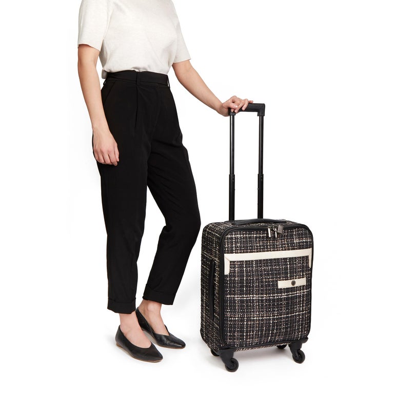 2016 Chanel Black Tweed and Caviar Leather Jacket Trolley Rolling ...