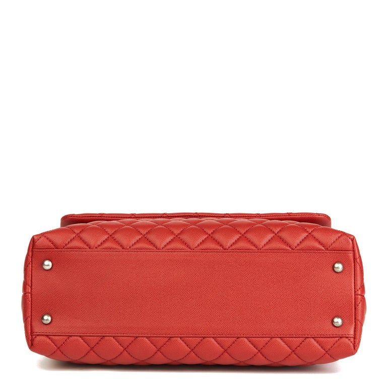 2016 Chanel Red Quilted Caviar Leather Medium Coco Handle at 1stDibs