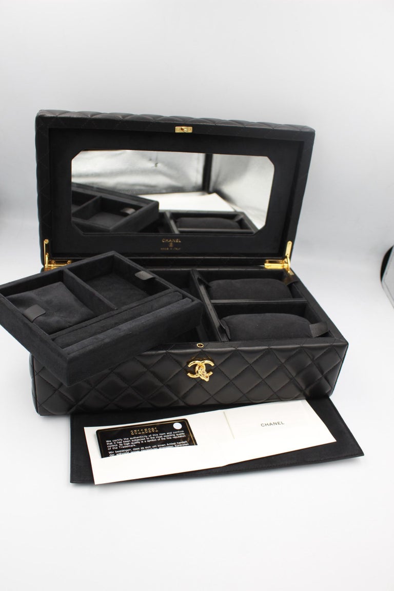 2016 Chanel Timeless Jewelry case in Black Leather at 1stDibs