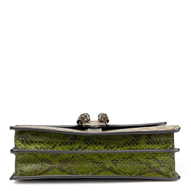 2016 Gucci GG Supreme Coated Canvas and Green Python Leather Medium ...