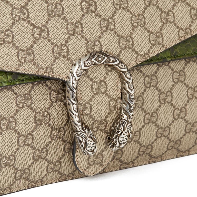 2016 Gucci GG Supreme Coated Canvas and Green Python Leather Medium ...