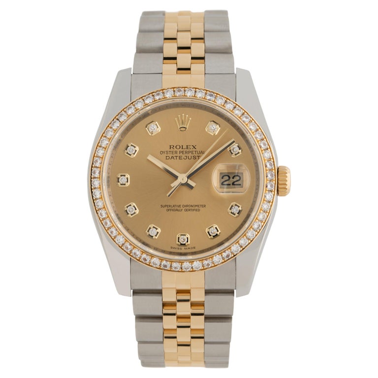 2016 Rolex DateJust Stainless Steel 18K Gold and Diamonds Model 116243 ...