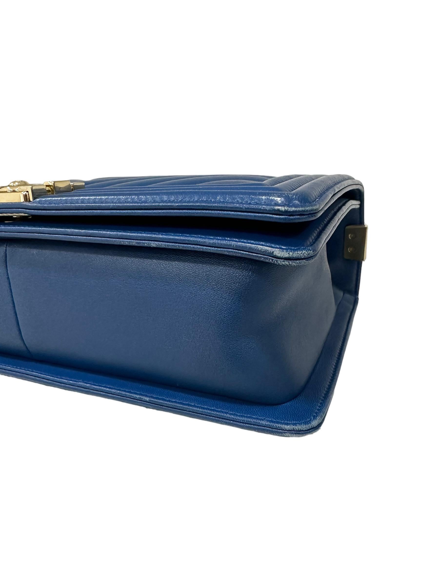 2017 Chanel Boy Big Blue Top Handle Bag For Sale at 1stDibs