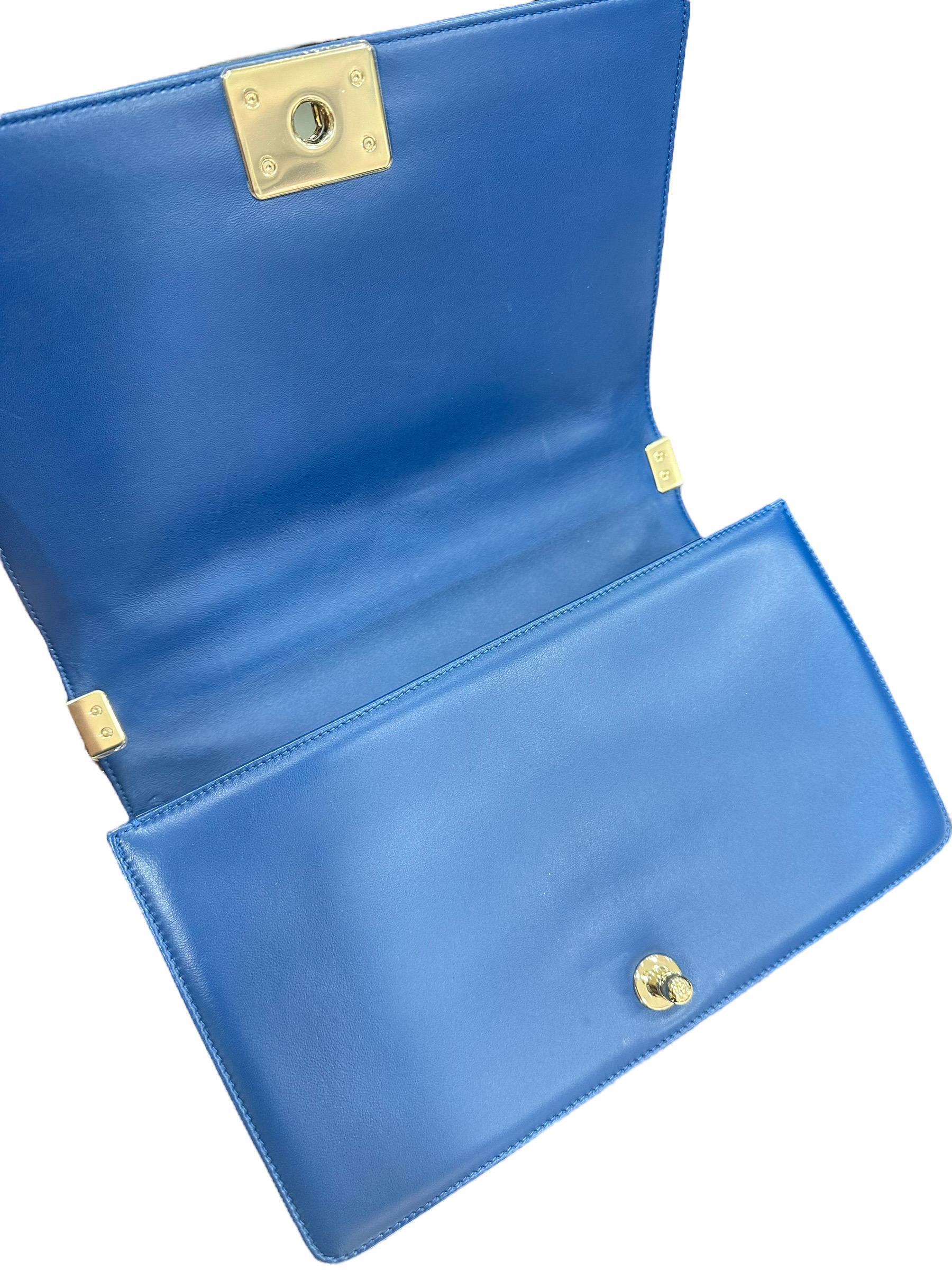 2017 Chanel Boy Big Blue Top Handle Bag For Sale at 1stDibs