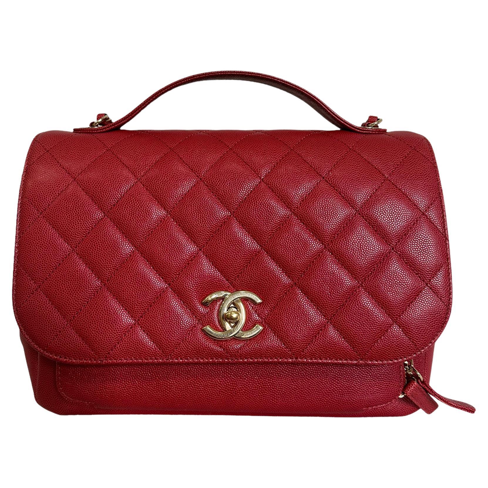 2017 Chanel Business Affinity Red Caviar Leather Top Shoulder Bag For ...