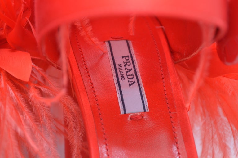 2017 Prada Feather Block Heels with Button Accent at 1stDibs | prada ...