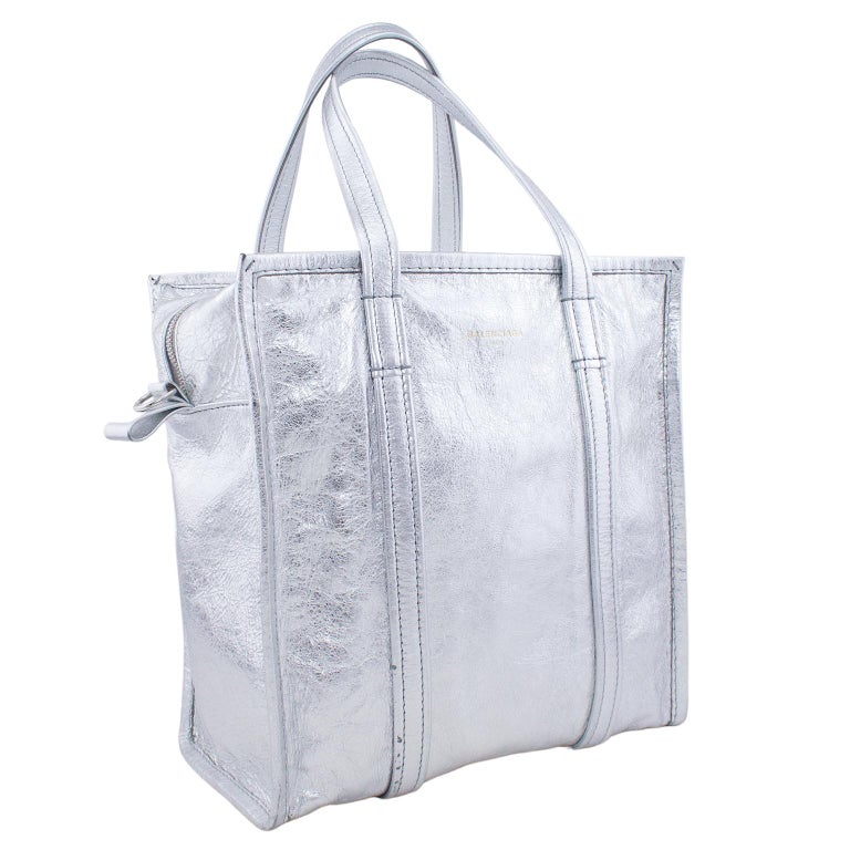 2018 Balenciaga Silver Aaj Bazar Shopper Tote For Sale at 1stDibs