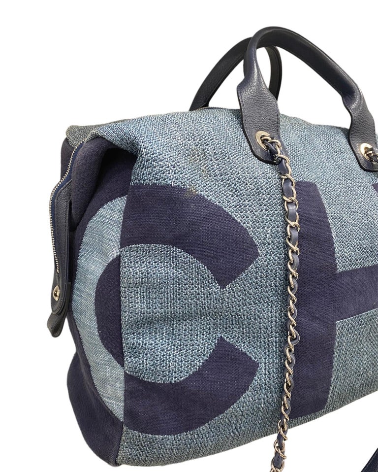 2018 Chanel Canvas Duffle Bag Blue For Sale at 1stDibs