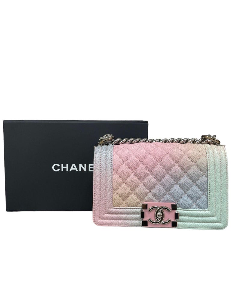 2018 Chanel Mini Boy Pastel Rainbow Caviar Leather Crossbody Bag For ...