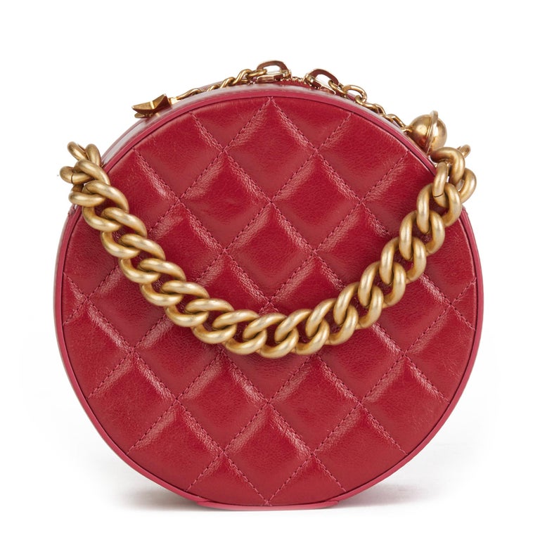2018 Chanel Raspberry Glazed Calfskin Leather Round as Earth Bag at ...