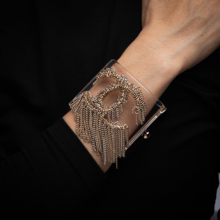 2018 Chanel Waterfall Cuff Bracelet Chain Link Fringe Box + Receipt ...