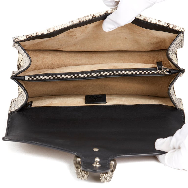 2018 Gucci Embroidered GG Supreme Canvas and Natural Python Leather ...