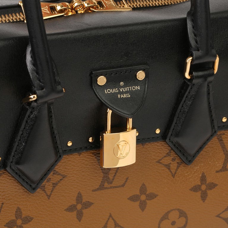 2018 Louis Vuitton Brown Monogram Reverse Canvas and Black Leather City ...