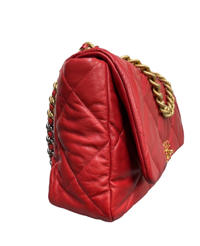 2019 Chanel 19 Red Shoulder Bag Big Size For Sale at 1stDibs