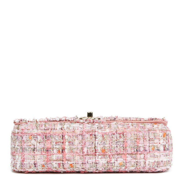 2019 Chanel Pink Tweed Fabric and Pearls Classic Single Flap Bag at ...