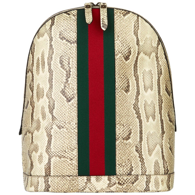 2019 Gucci Natural Animalier Python Leather and Web Backpack at 1stDibs ...