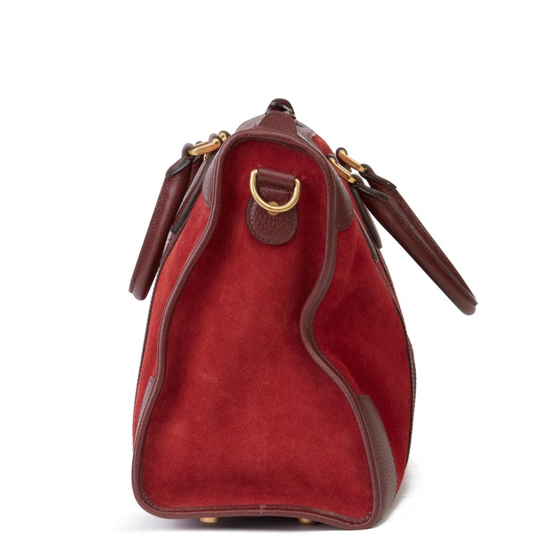 2019 Gucci Red Suede and Burgundy Pigskin Web Medium Duffle Bag at 1stDibs