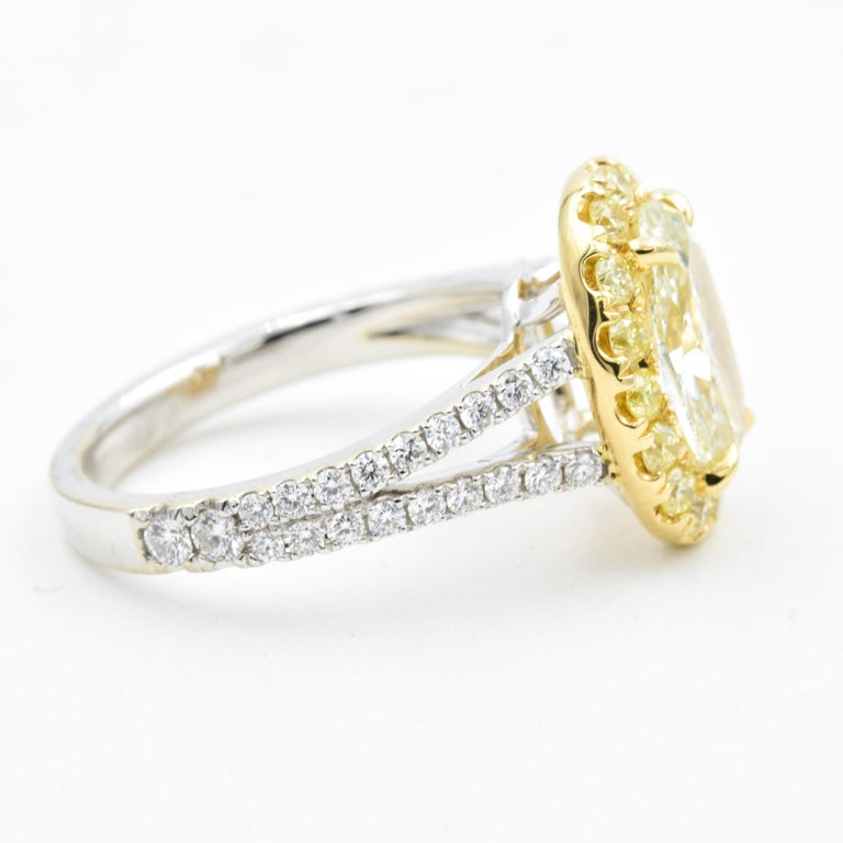 2.02 Carat Oval Fancy Light Yellow Diamond Ring at 1stDibs