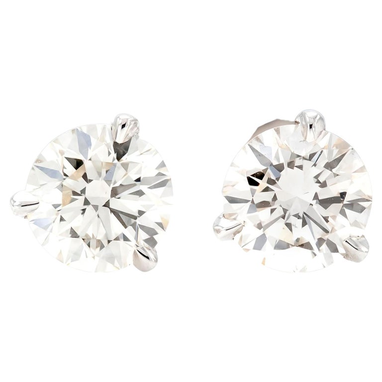 2.02 Carat Round Brilliant Cut Diamond Stud Earrings For Sale at 1stDibs