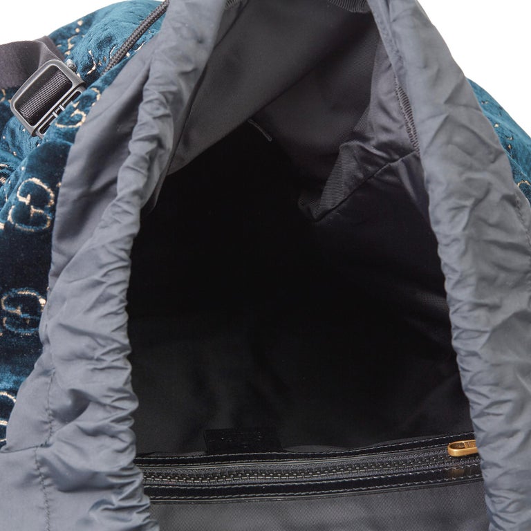 2020 Gucci Dark Blue GG Velvet Web Large Backpack at 1stDibs