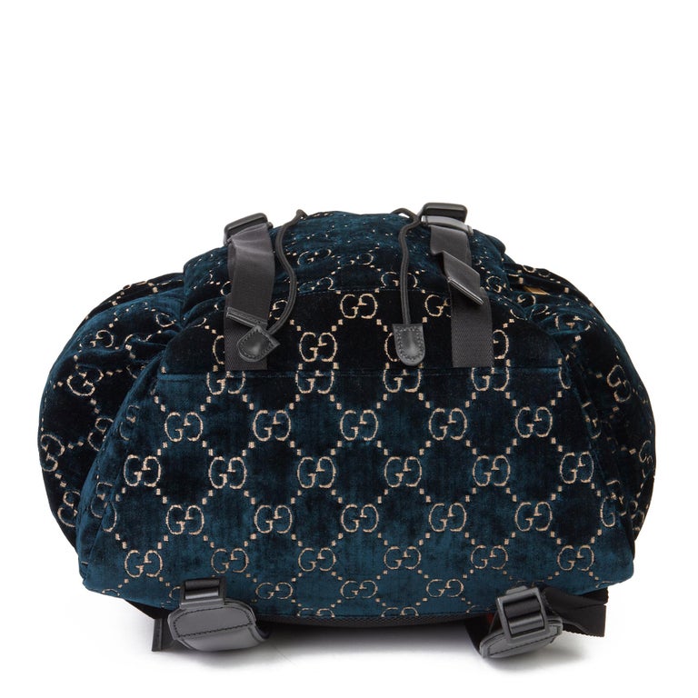 2020 Gucci Dark Blue GG Velvet Web Large Backpack at 1stDibs