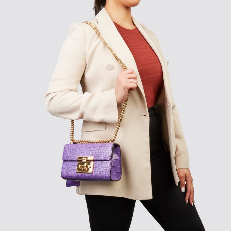 2020 Gucci Violet Cyclamen Matte Alligator Leather Small Padlock ...