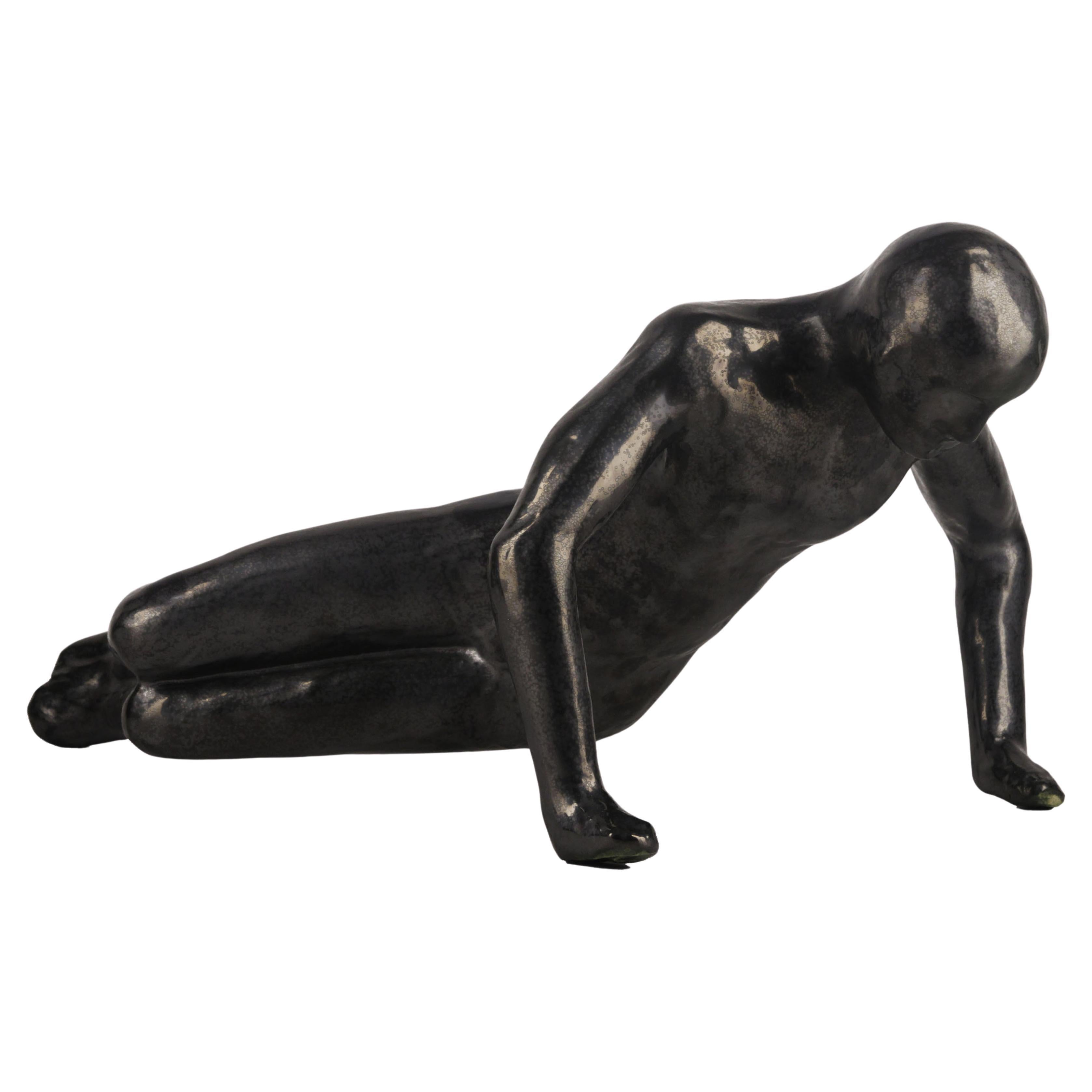 2021 Argentine Contemporary Enameled Dark Grey Ceramic Sculpture by ...