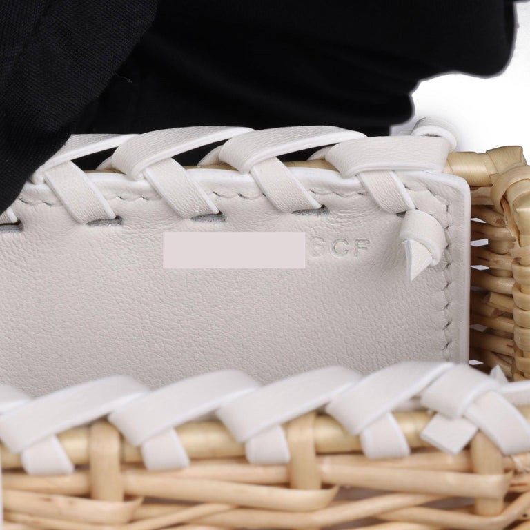 2021 Hermes White Swift Leather and Woven Osier Whicker Mini Kelly ...