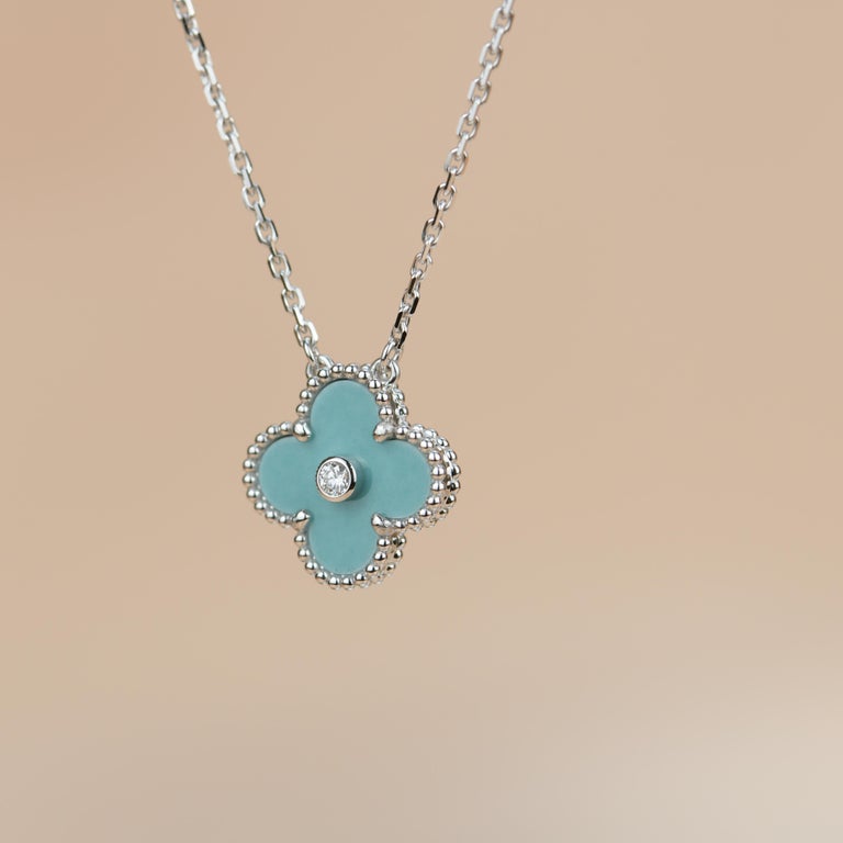 2022 Celadon Sèvres Porcelain Alhambra Diamond Holiday Pendant Necklace ...