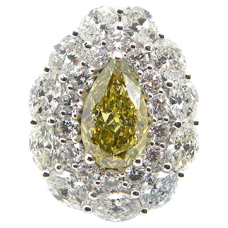 2.03 Carat GIA Certified Fancy Dark Brown-Greenish Yellow Diamond Gold ...