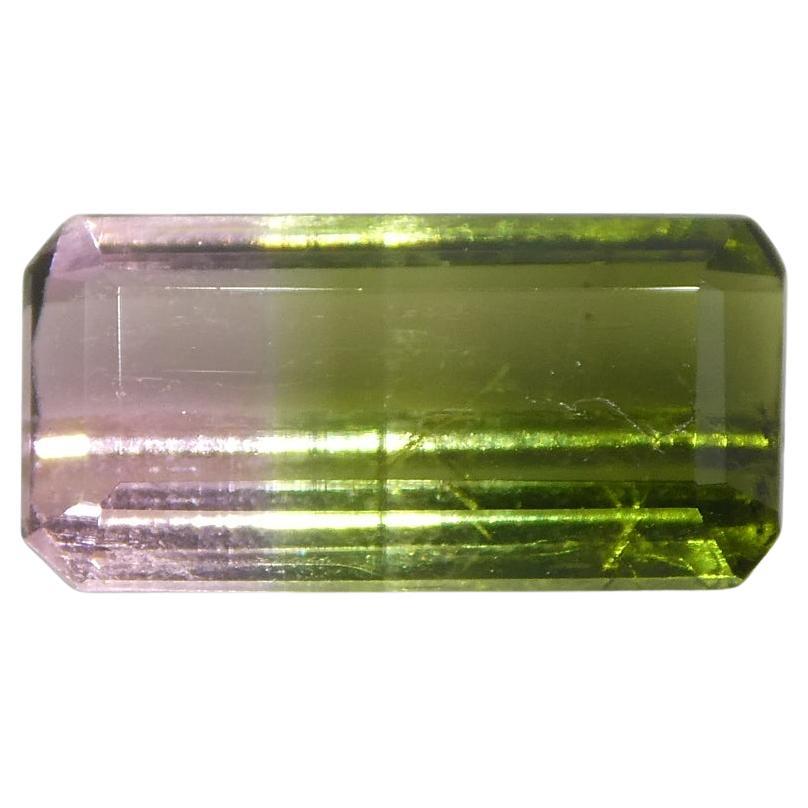 2.03ct Emerald Cut Green and Pink Bi-Colour Tourmaline from Brazil For ...