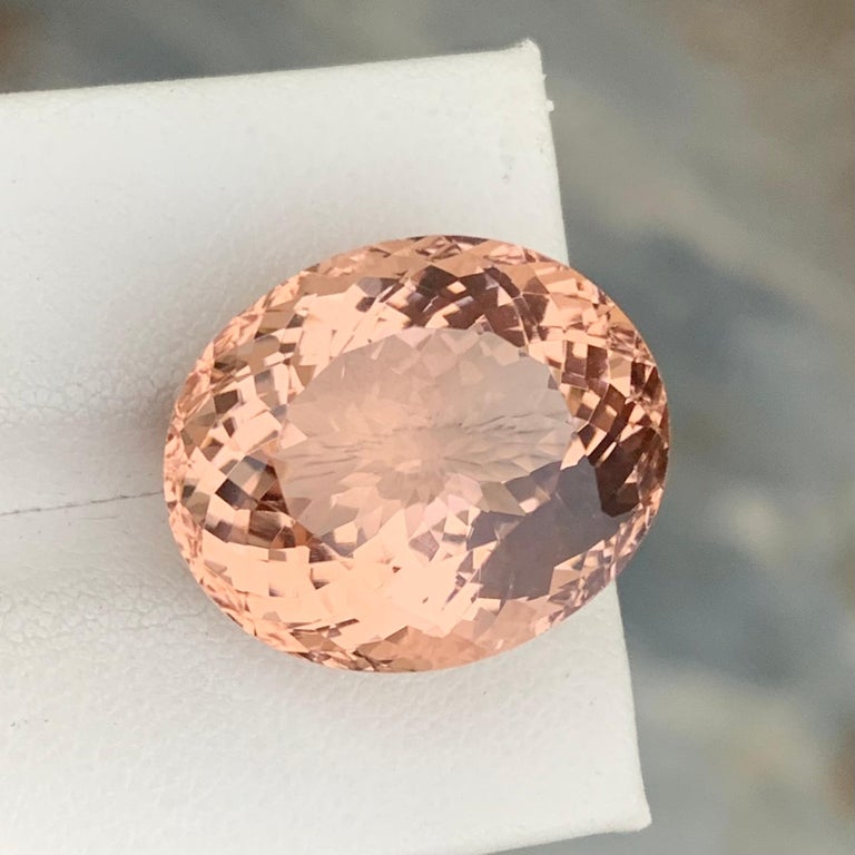 20.40 Carat Natural Peach Color Loose Morganite Oval Shape Gemstone For Sell For Sale at 1stDibs