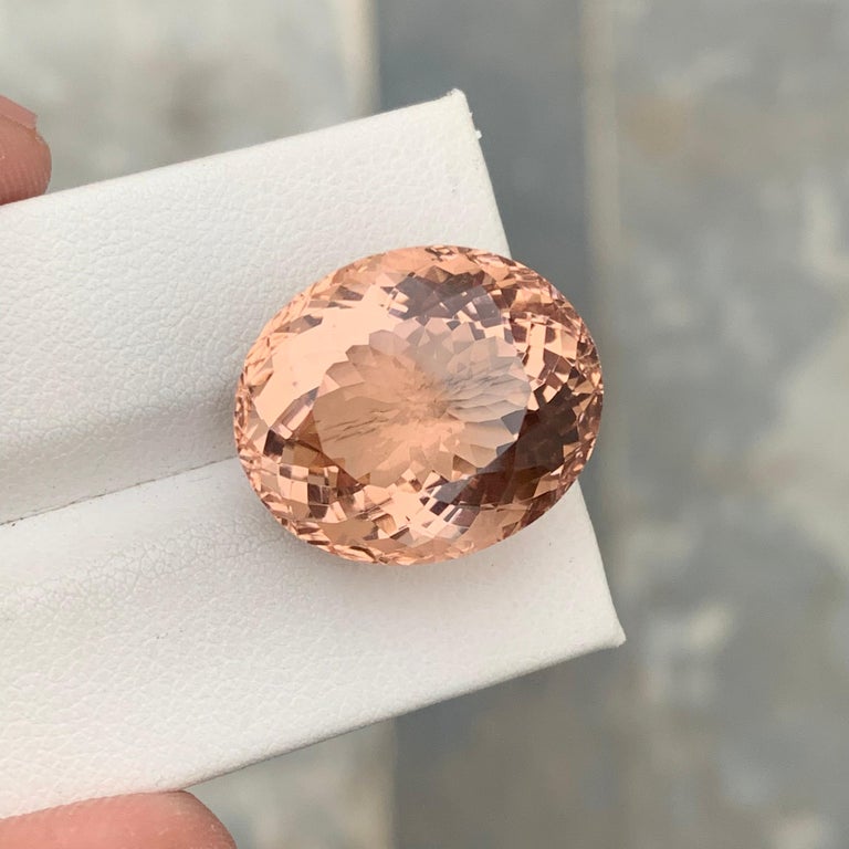 20.40 Carat Natural Peach Color Loose Morganite Oval Shape Gemstone For ...