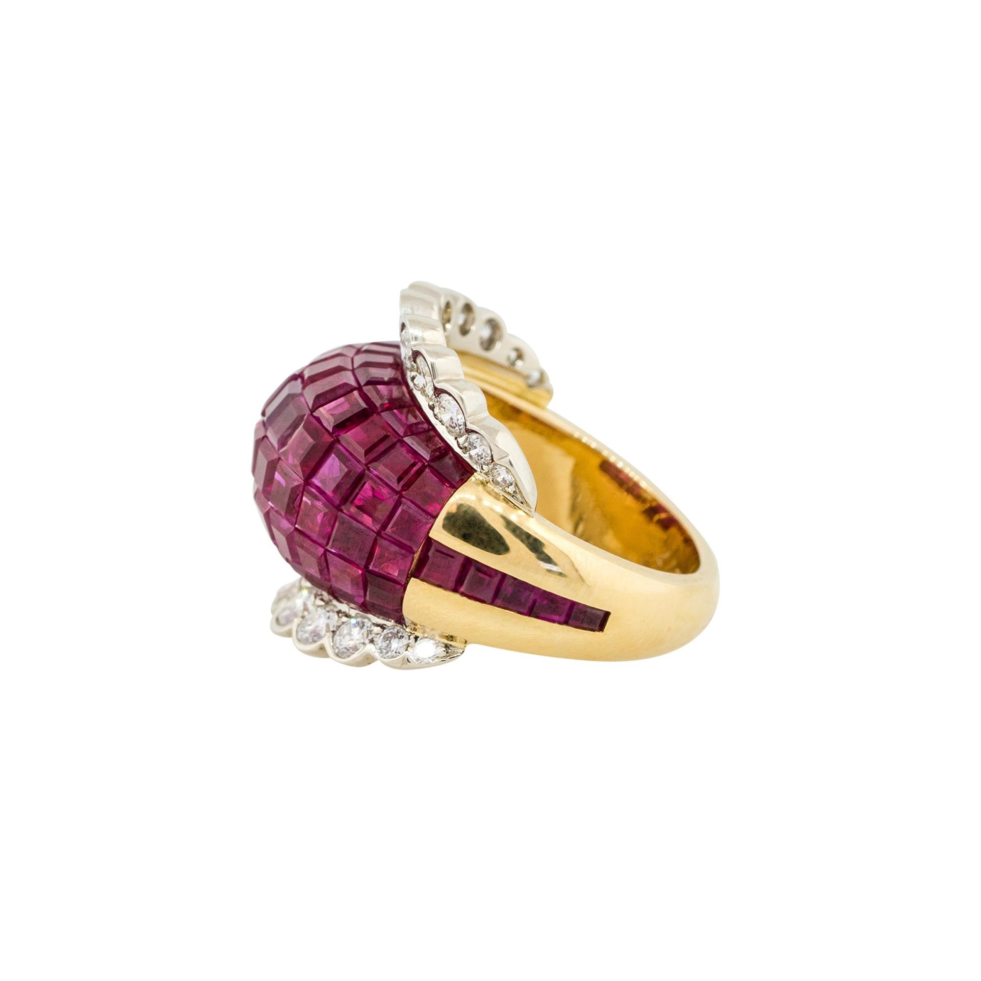 20.44 Carat Ruby Dome Ring with Diamonds 18 Karat in Stock For Sale at ...
