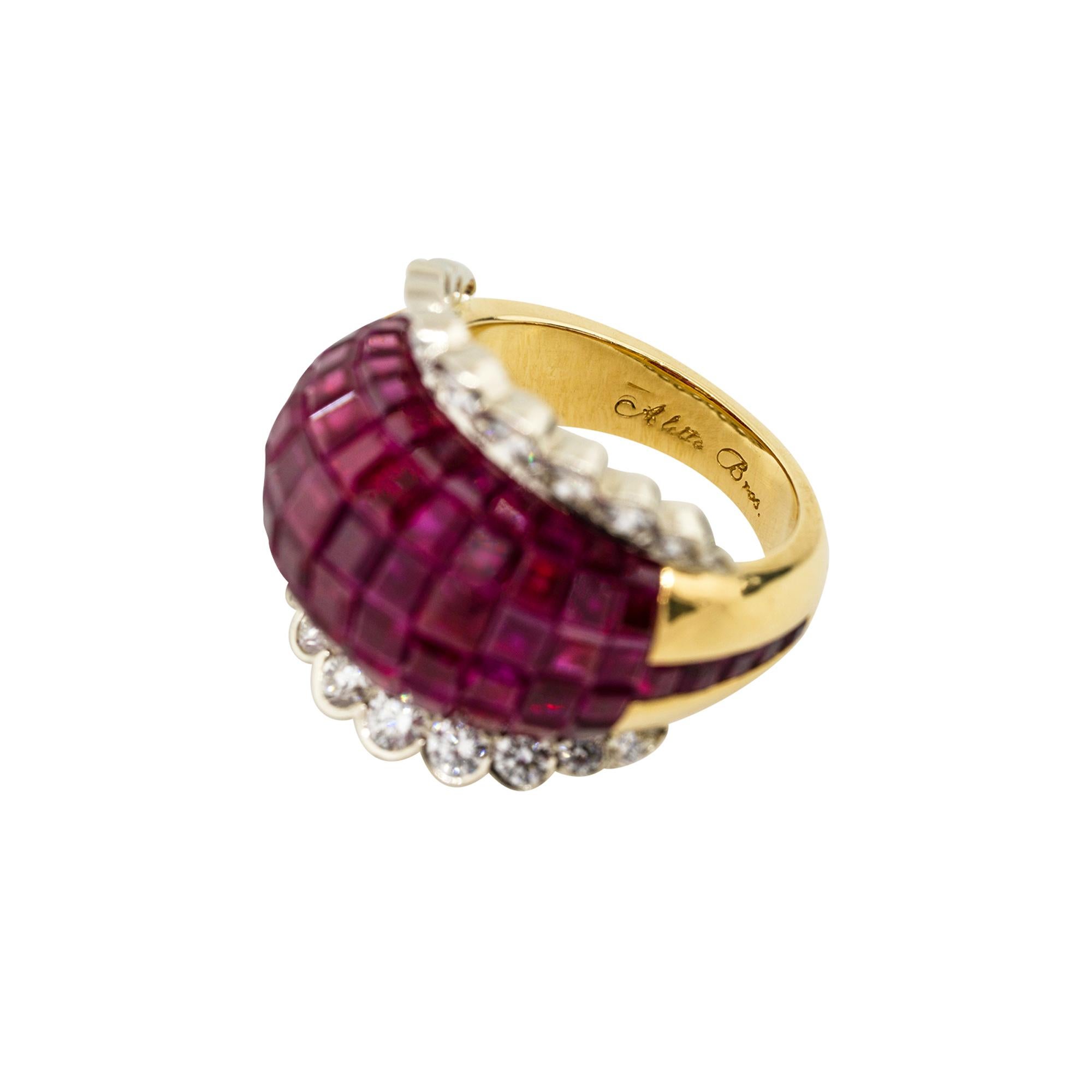 20.44 Carat Ruby Dome Ring with Diamonds 18 Karat in Stock For Sale at ...