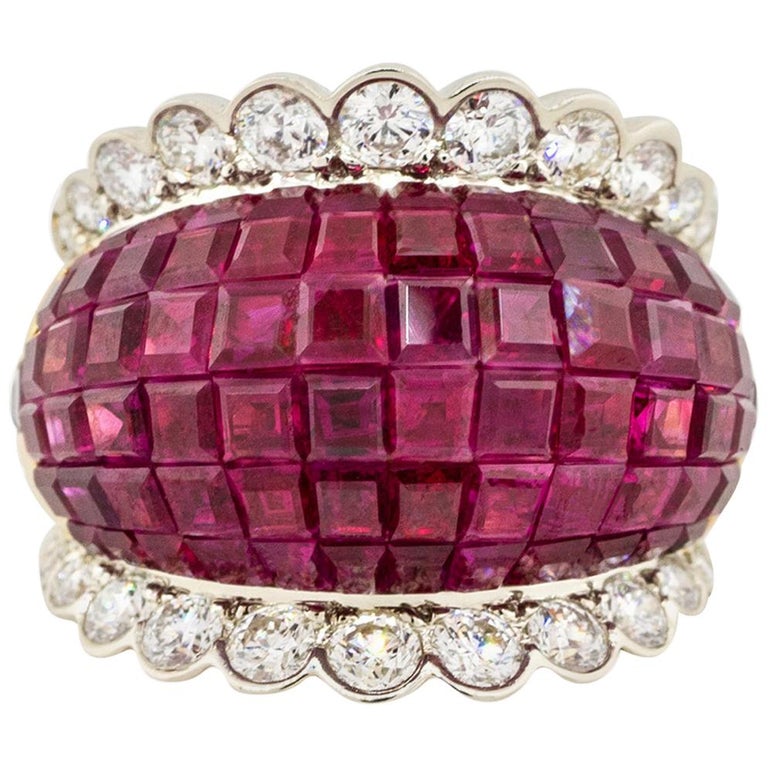 20.44 Carat Ruby Dome Ring with Diamonds 18 Karat in Stock For Sale at ...