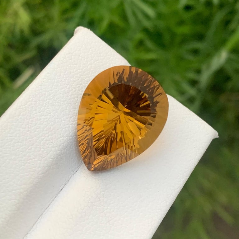 20.45 Carat Natural Loose Pear Shape Citrine Gemstone Laser Cut For ...
