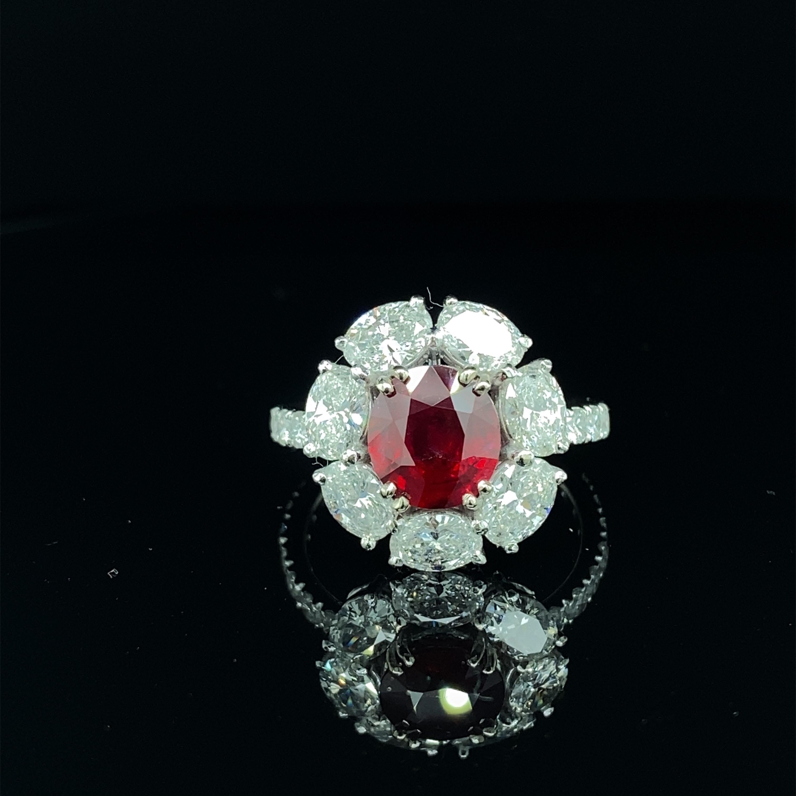 2.05 Carat GRS Gubelin Certified Burma No Heat Pigeon's Blood Red Ruby Gold Ring at 1stDibs