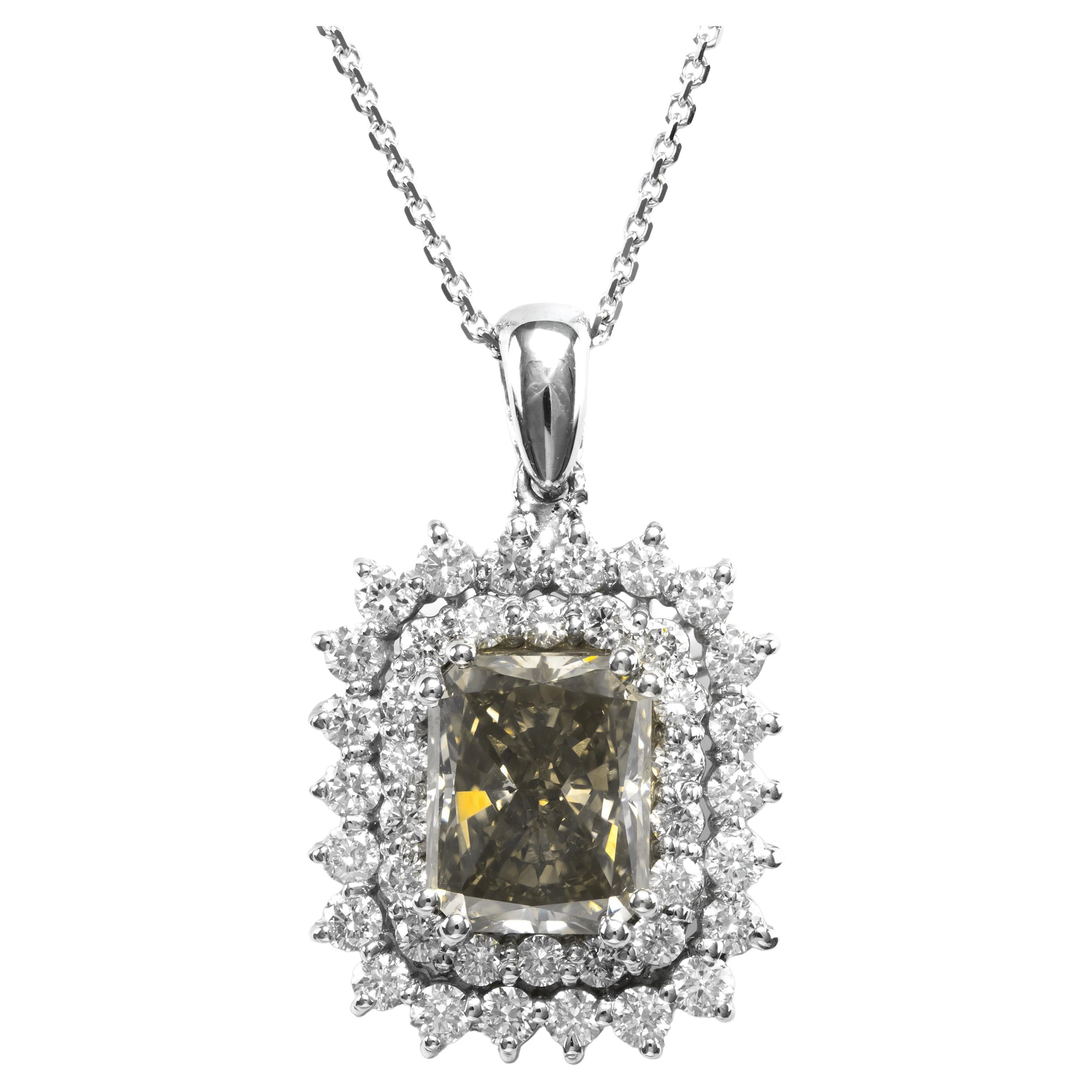 1.26ct Natural Yellow Oval Diamond Pendant Necklace For Sale at 1stDibs