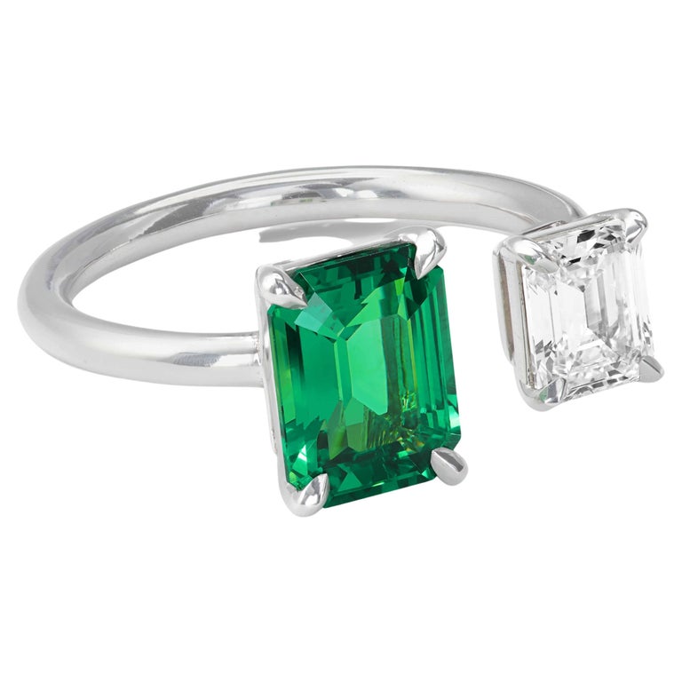 2.05 ct. Tsavorite and Diamond Open Ring For Sale at 1stDibs