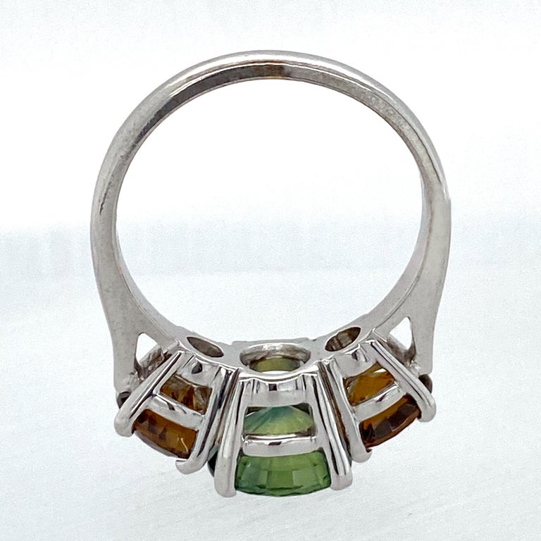 2.05ct Green Ceylon Sapphire and Andradite Garnets in White Gold Three ...