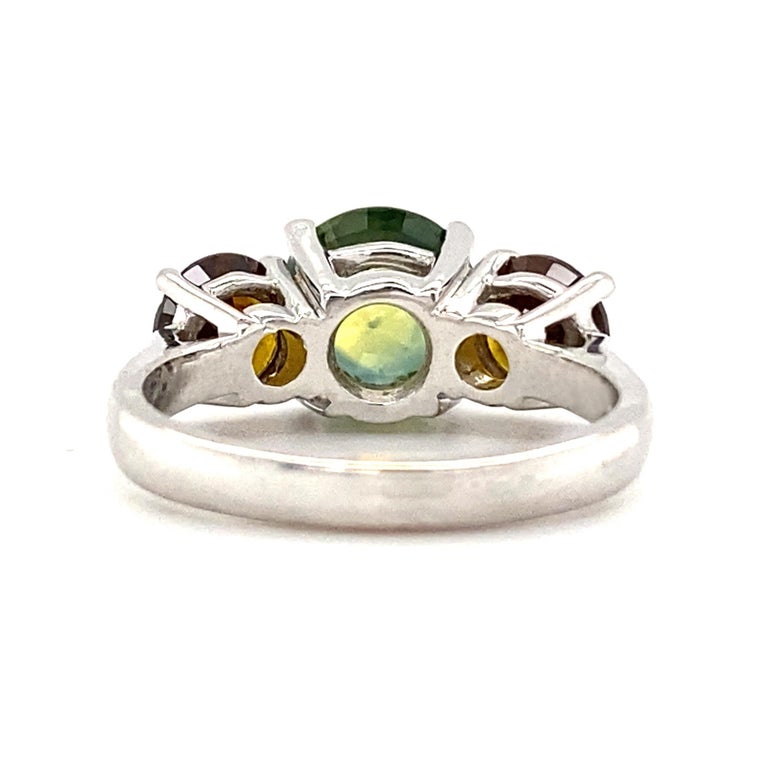 2.05ct Green Ceylon Sapphire and Andradite Garnets in White Gold Three ...