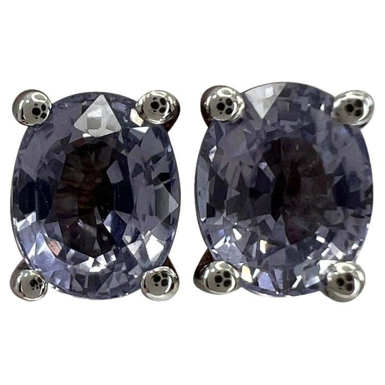 2.05ct Natural Sapphire Purple Violet 18K White Gold Oval Cut Earring ...