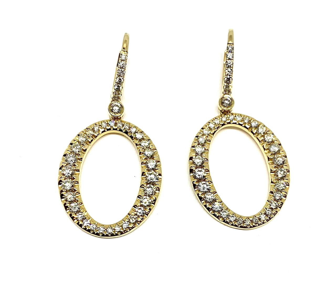 Diamond "O" Dangle Earrings in Yellow Gold, 2.06 Carats Total For Sale ...
