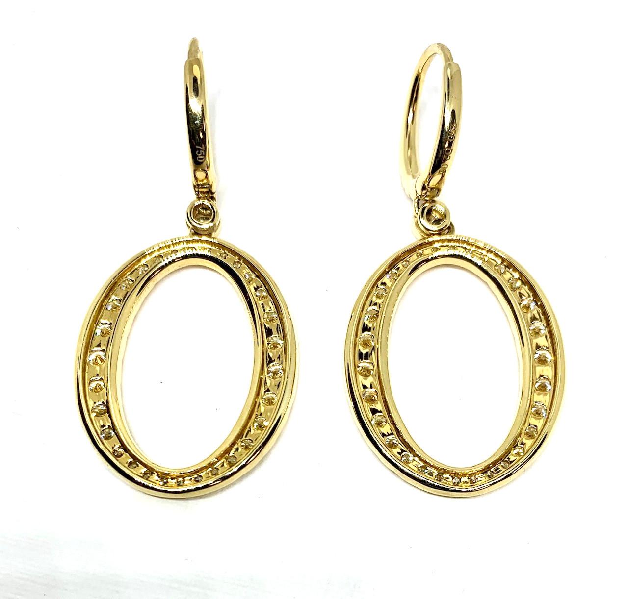 Diamond "O" Dangle Earrings in Yellow Gold, 2.06 Carats Total For Sale ...