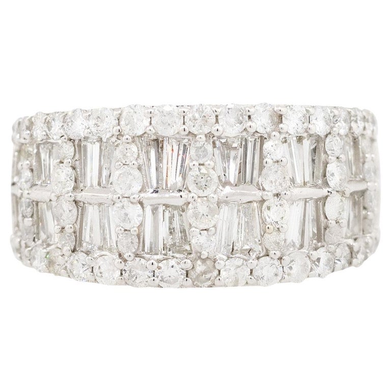 2.06 Carat Diamond Pave Baguette Column Ring 14 Karat in Stock For Sale ...